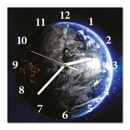 Ceas decorativ, Cosy Planet, Sticla securizata, 30 x 30 cm, Model ...