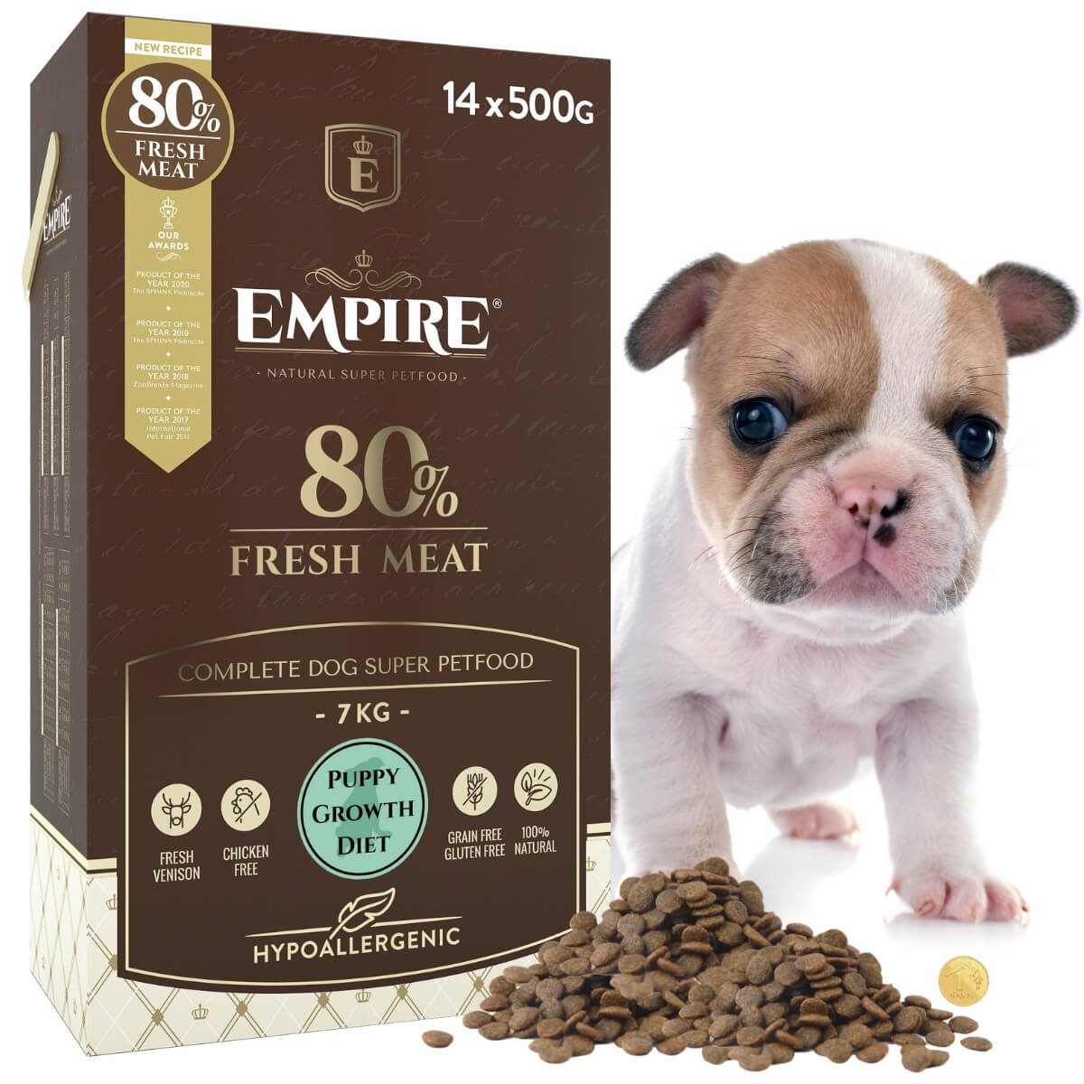 Hrana pentru caini, EMPIRE, pui si juniori de rase mici 7 kg (14x500g ...