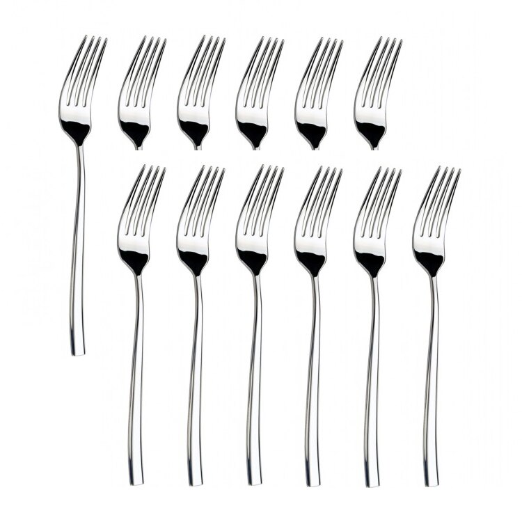 Set Furculite Servire Masa, Inox, 12 buc, Finisate Lucios, Argintiu ...