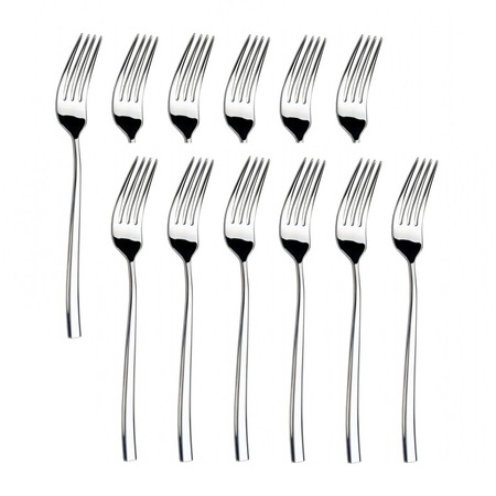 Set Furculite Servire Masa, Inox, 12 buc, Finisate Lucios, Argintiu ...
