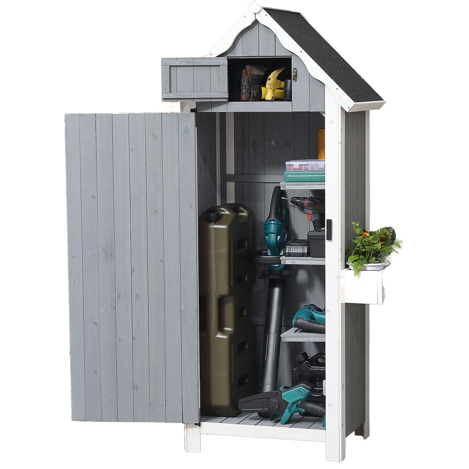 Adapost de gradina Outsunny cu 3 rafturi, zona de deschidere si ...