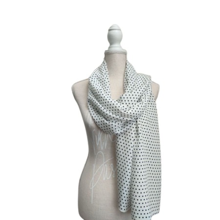 Esarfa matase Lucca, alba cu buline albastre, 70 cm x180 cm - eMAG.ro