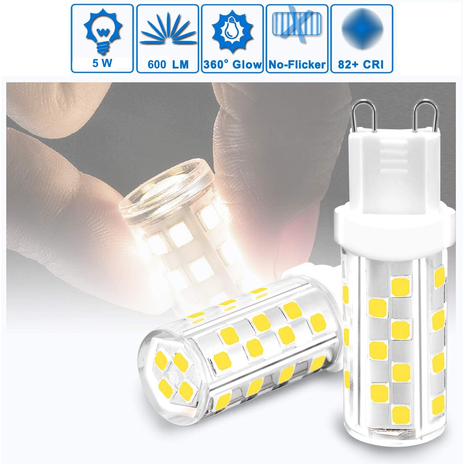 Set 2 becuri LED, MatchEasy, G9, 5W, 660 lm, Lumina rece 6000K, Alb - eMAG.ro