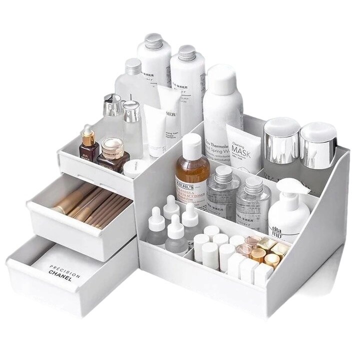 Organizator cosmetice, Ecarla, Plastic, 5 compartimente, Alb - eMAG.ro