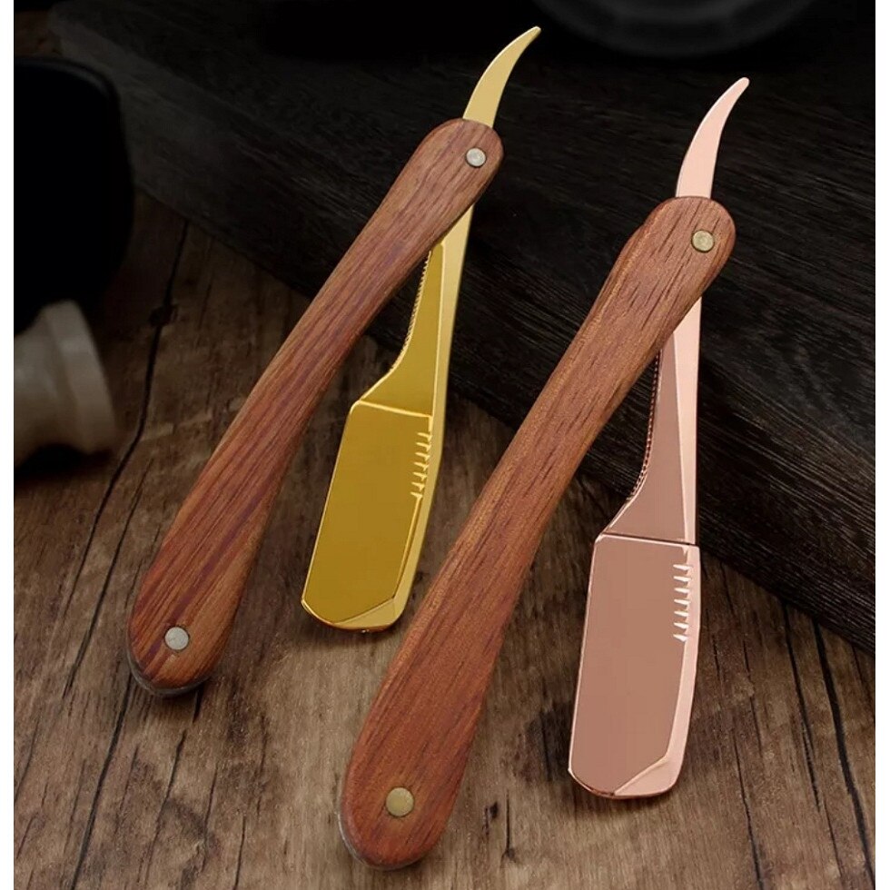 Brici pentru barbierit si ras capilar, Sincise, maner de lemn si aliaj ...