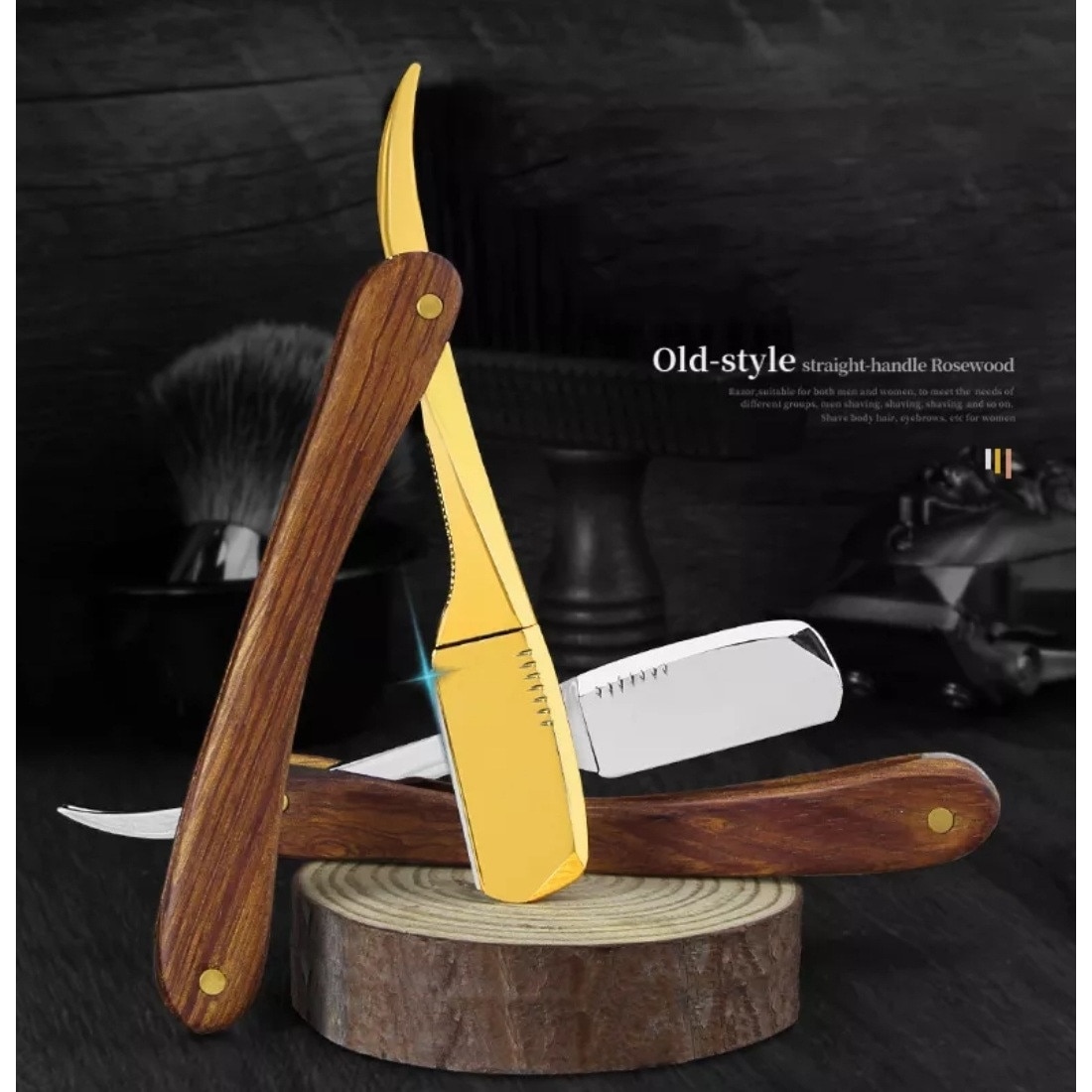 Brici pentru barbierit si ras capilar, Sincise, maner de lemn si aliaj ...