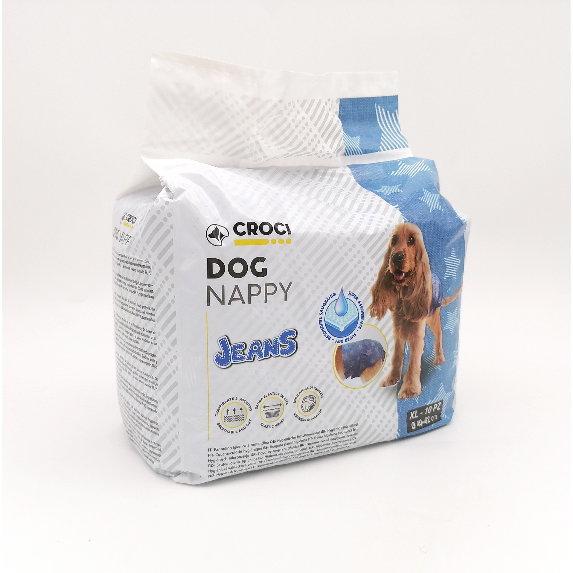 Set scutece pentru caini, Dog Nappy, model jeans, XL, 40-62 cm - eMAG.ro