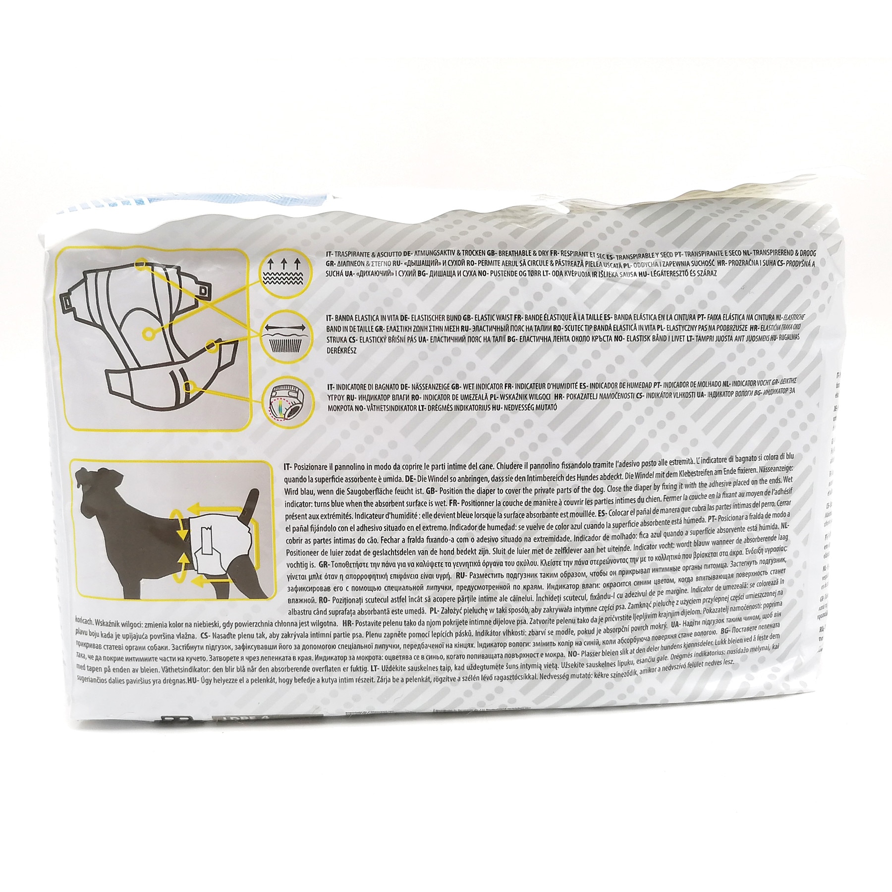 Set scutece pentru caini, Dog Nappy, model jeans, S-M, 30-39 cm, 14 ...