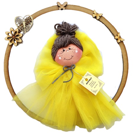 Decoratiune Camera copilului, Printesa galben pai 27 cm diametru - eMAG.ro