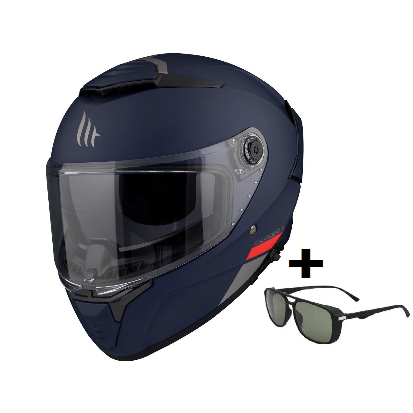 Casca integrala moto MT Thunder 4 cu ochelari integrati, SV albastru ...