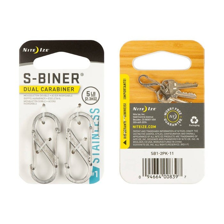 Set Breloc Nite Ize S-Biner 1 Stainless - 2 buc - eMAG.ro