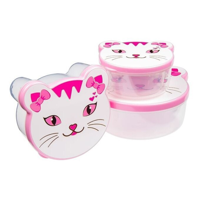 Set 4 cutii cu capac forma cap pisica Transparent - eMAG.ro