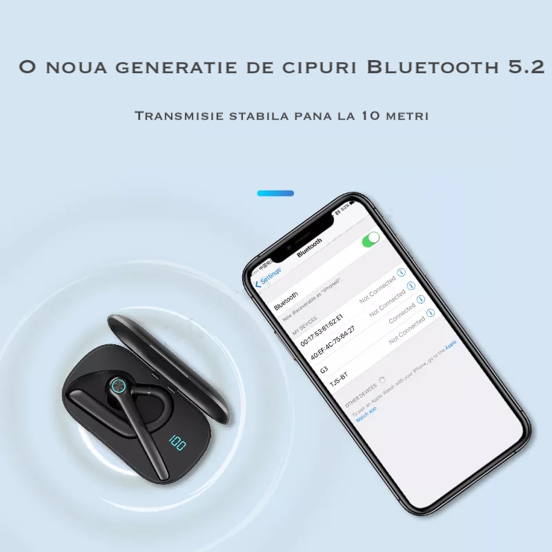 Хендсфри Merkie G3 Bluetooth слушалка, Регулиране на звука, 2 микрофона ...
