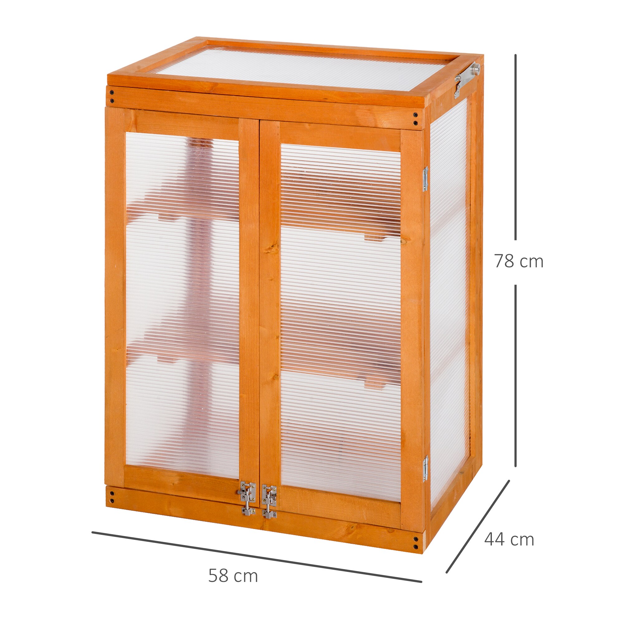 Minisera, Outsunny, Lemn brad/Policarbonat, 58x44x78 cm, Maro - eMAG.ro