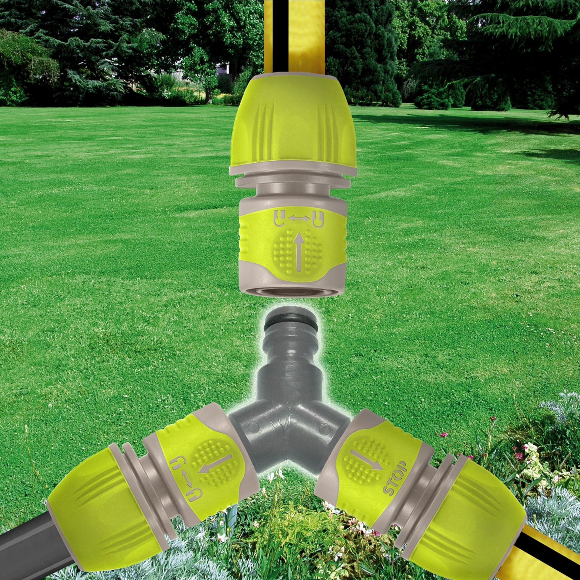 Cupla furtun de gradina, cu 3 cai, rapid, ABS, 12.5 - 19 mm - eMAG.ro