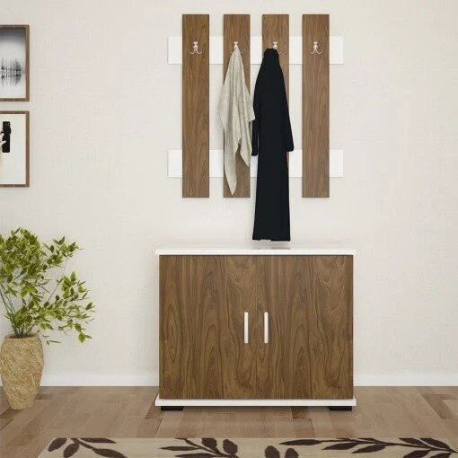Set cuier modern pentru hol de perete cu pantofar, Asos Home, model ...