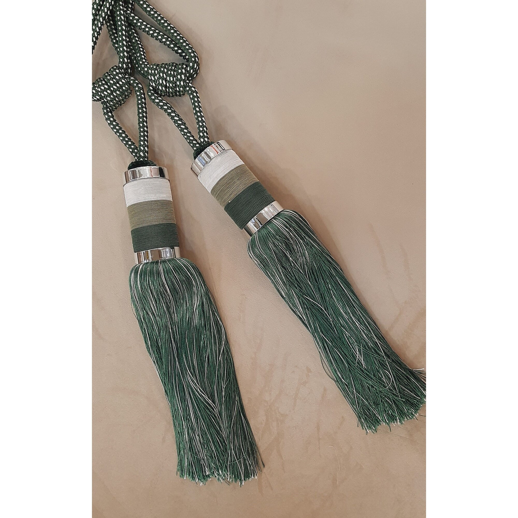 Ciucure decorativ cu snur pentru perdele si draperii, Canaf Emerald ...