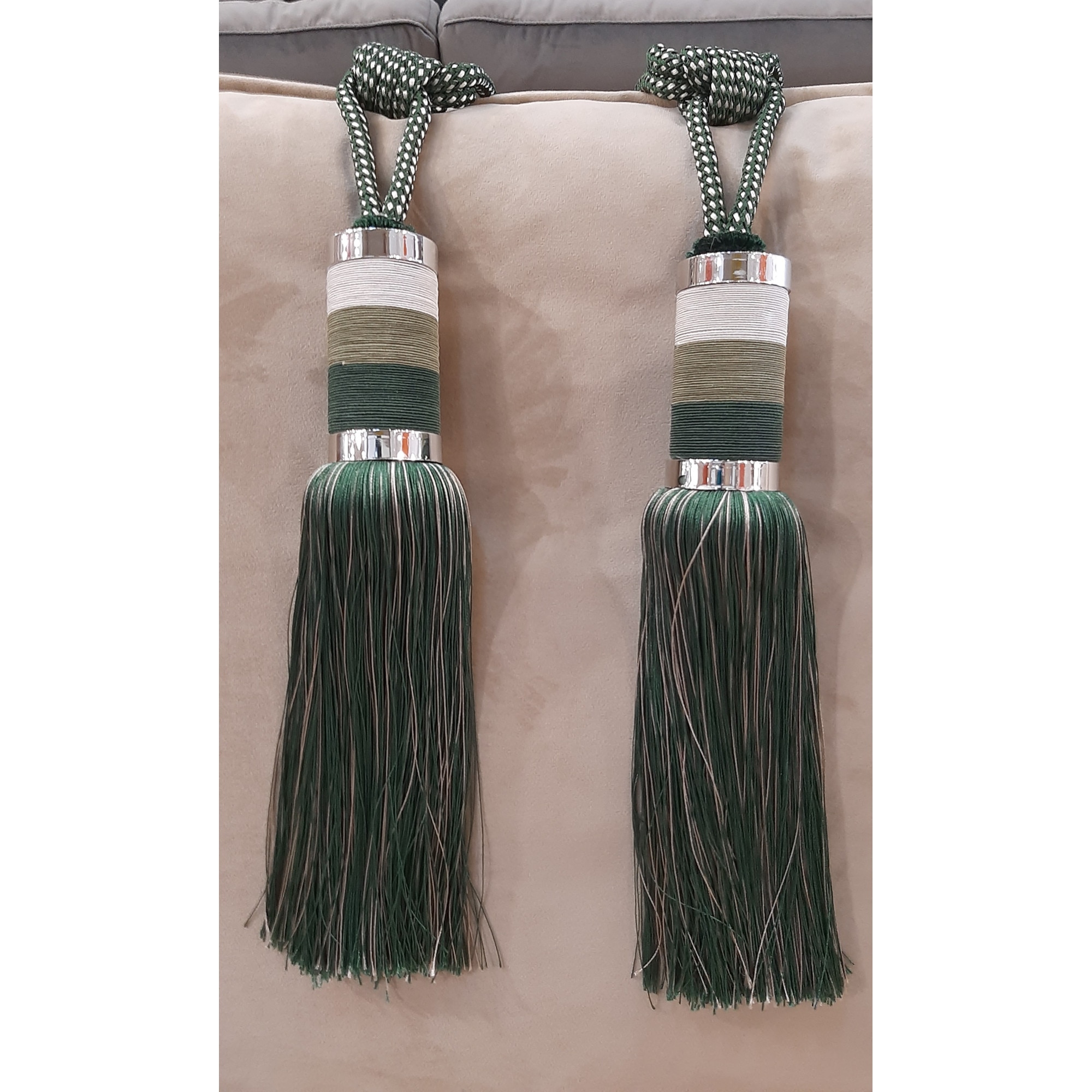 Ciucure decorativ cu snur pentru perdele si draperii, Canaf Emerald ...