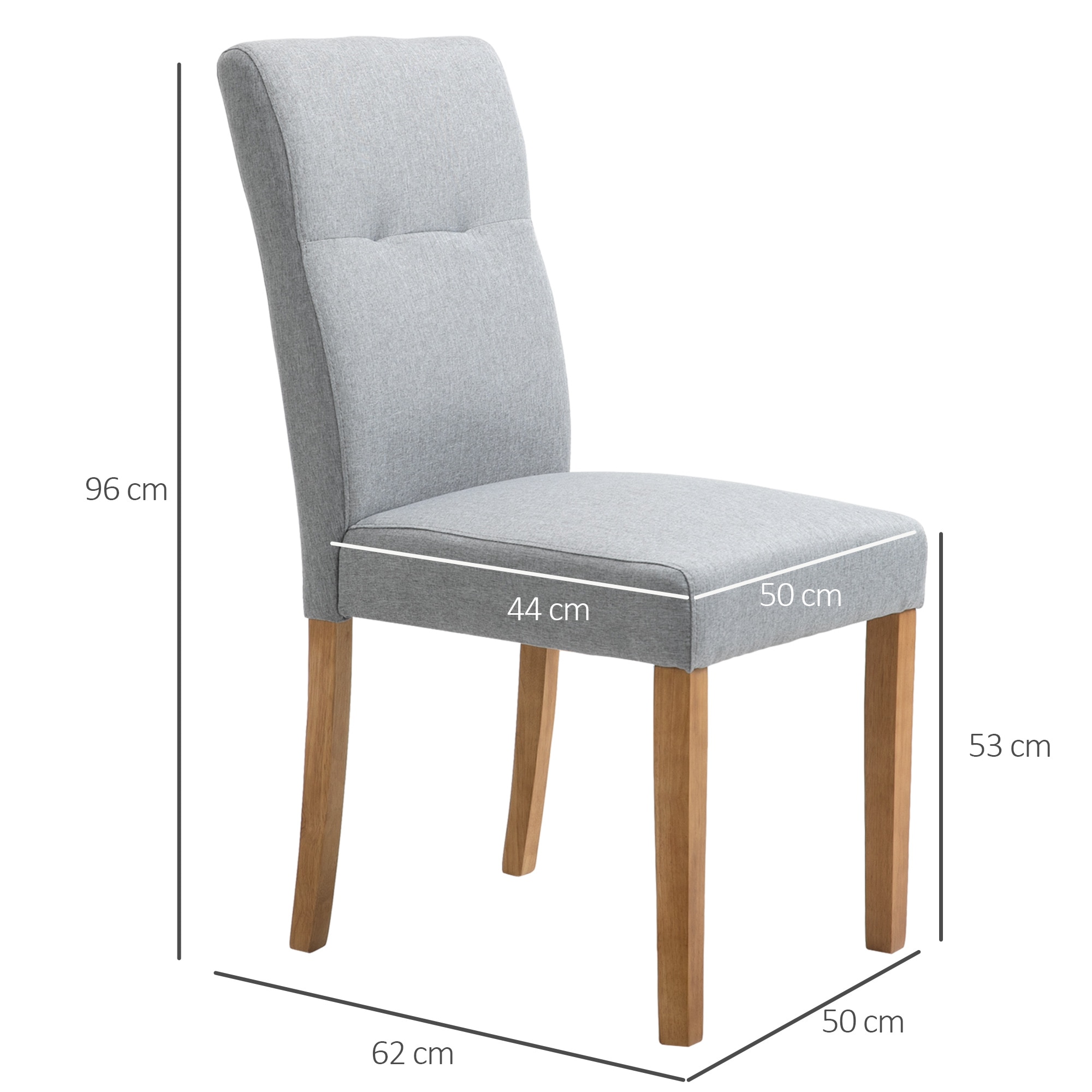 Set 2 scaune, Homcom, Lemn/Poliester, 50x62x96 cm, Gri - eMAG.ro