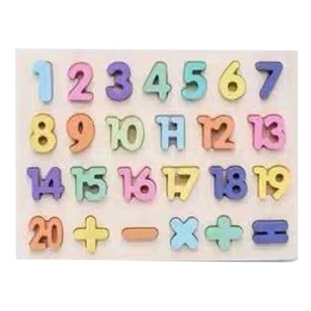 Puzzle Incastru Montessori Cu Numere si Semne Matematice 3D Pastel, 25 ...
