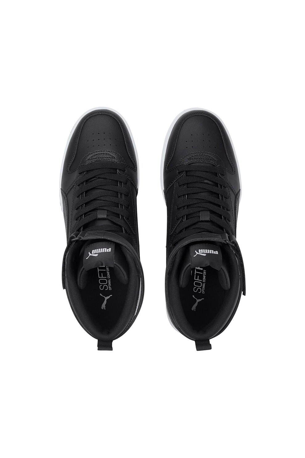 Puma, Pantofi sport inalti unisex cu insertii din piele RBD Game, Negru ...
