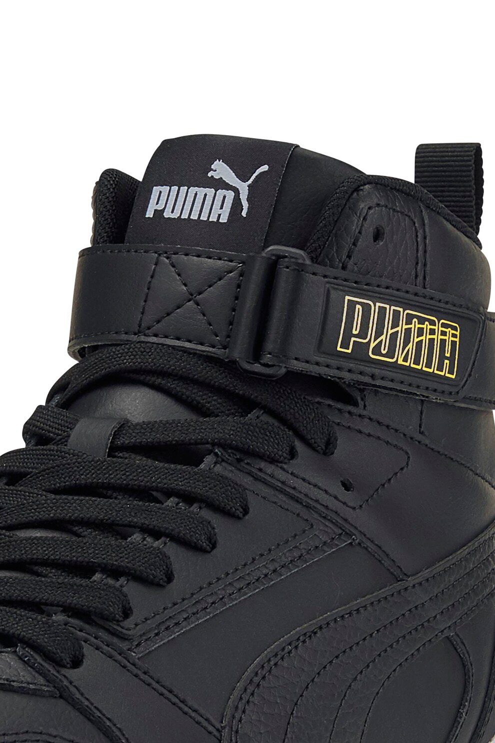 Puma, Pantofi sport inalti unisex cu insertii din piele RBD Game, Negru ...