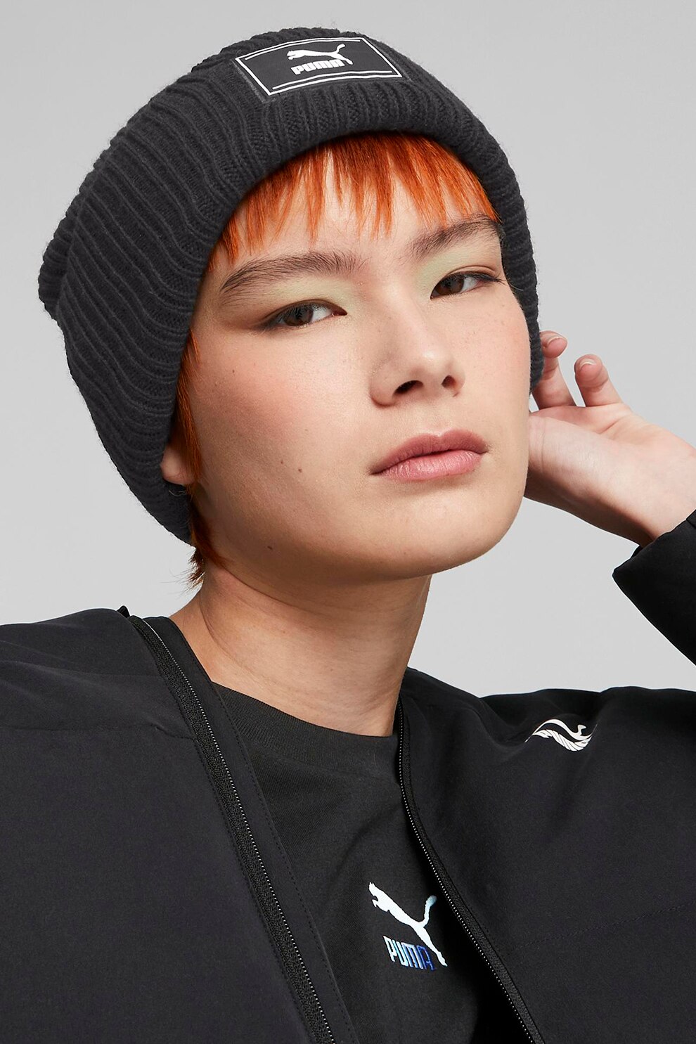 Puma, Caciula striata cu logo Prime, Negru stins - eMAG.ro