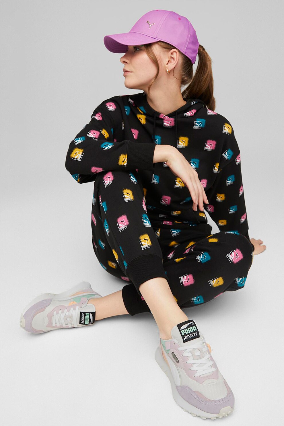 Puma, Pantofi sport cu model colorblock Rider Future Vintage, Alb, Lila ...