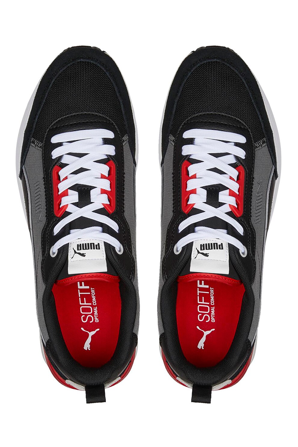 Puma, Pantofi sport unisex cu garnituri din piele intoarsa R22, Negru ...