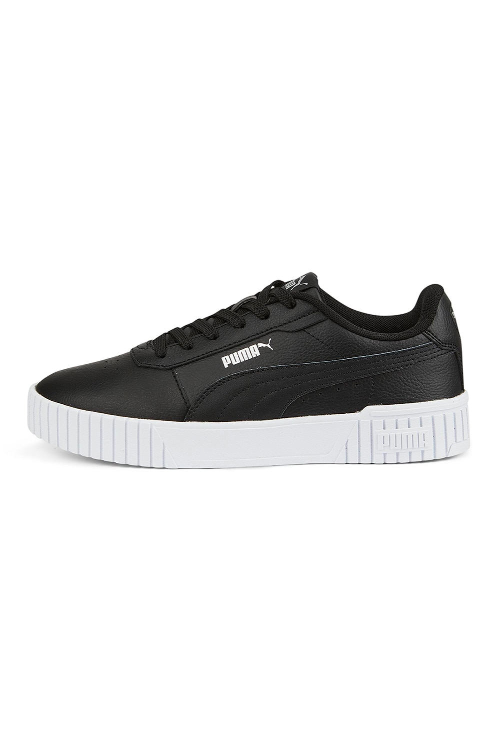 Puma, Pantofi sport de piele si piele ecologica Carina 2.0, Negru, Alb ...