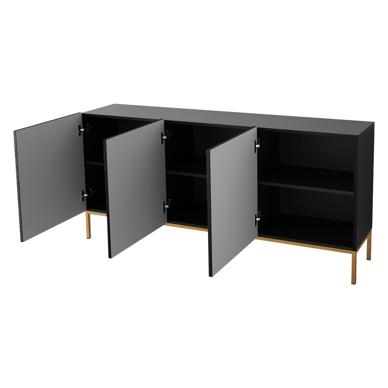 Comoda Madrielle, MIRJAN 24, 160x76x37 cm, alb/alb lucios - eMAG.ro