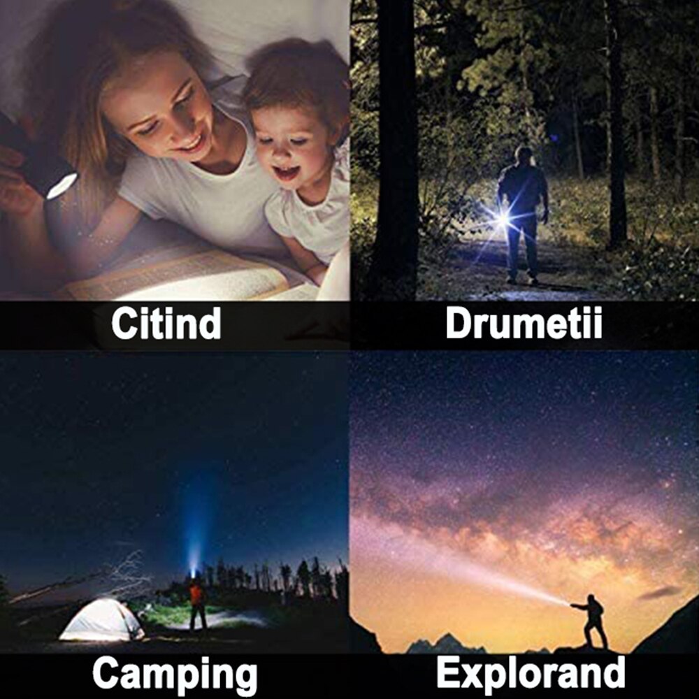 Set 3 x lanterna LED, YWX, Focalizare reglabila, Rezistenta la apa, 5 ...