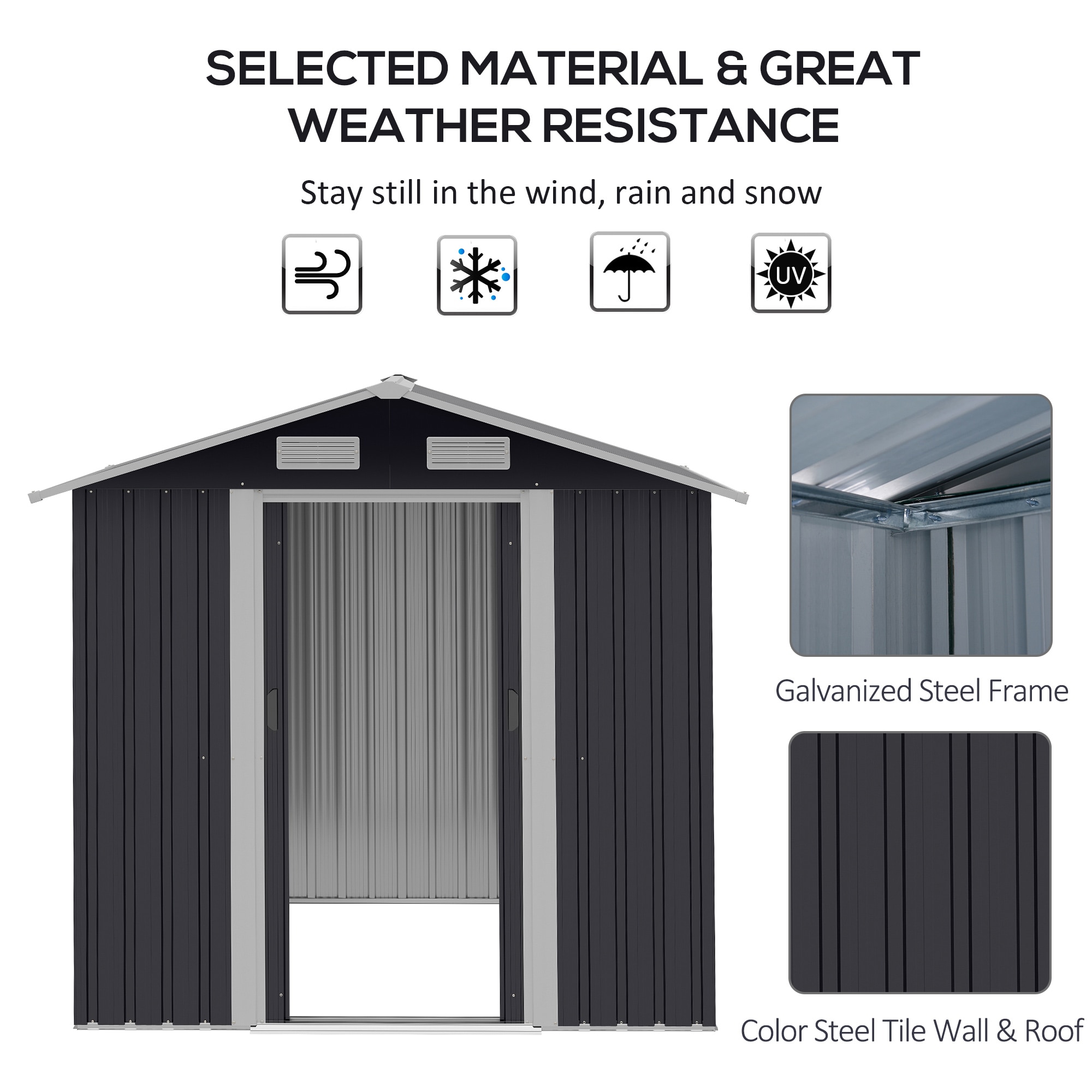 Magazie de Gradina, Outsunny, 2x1,5x1,9m din Otel Galvanizat, Usa ...