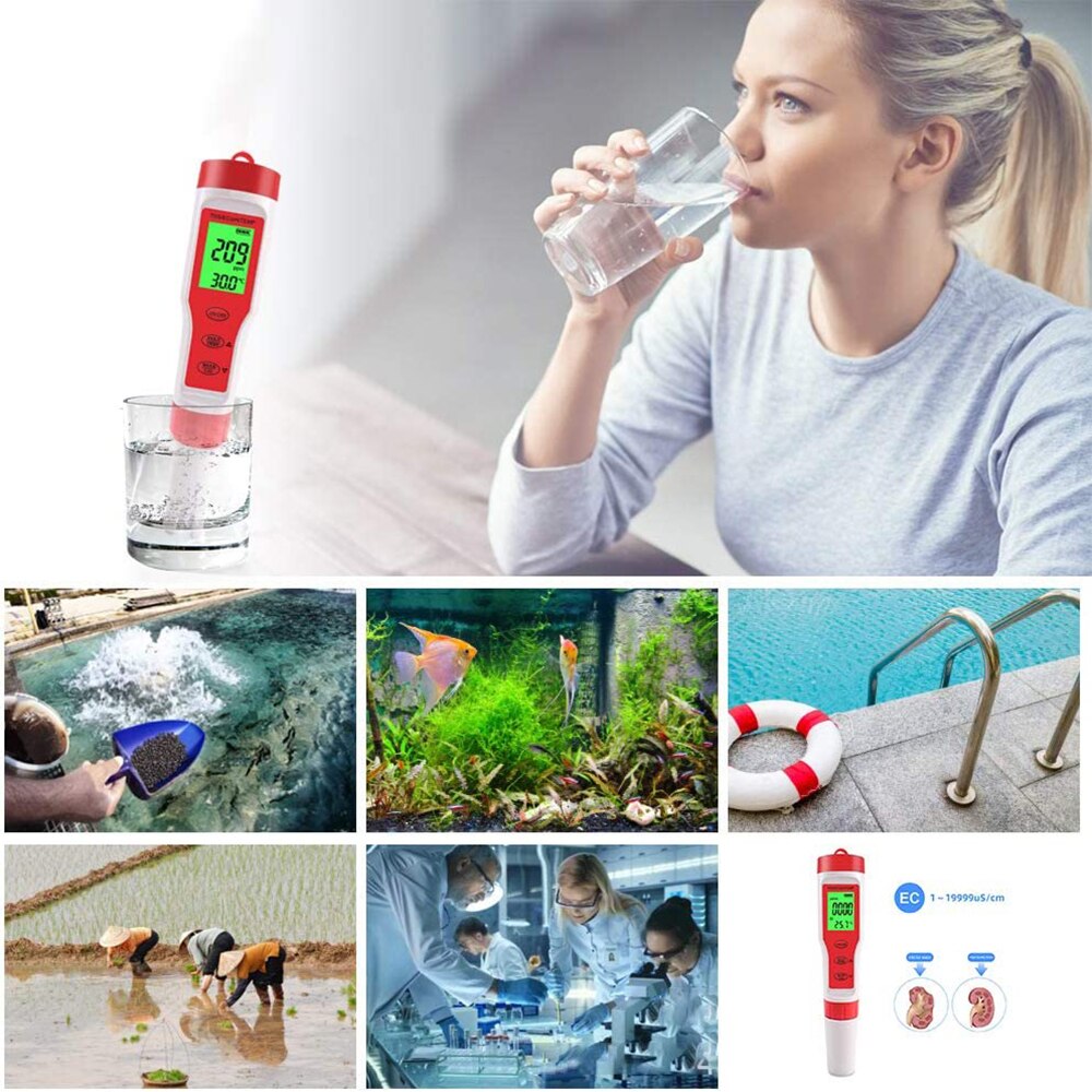 Tester pentru calitatea apei 4 in 1 Vaxiuja, pH/TDS/EC/Temperatura, 3x ...