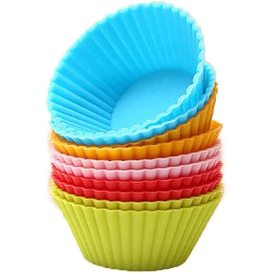 Set de forme pentru briose Bfaccia, 12 piese, silicon, multicolor, 5 x ...