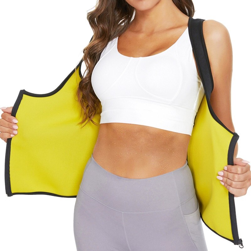 Дамска фитнес жилетка за отслабване, SlimBody, Неопрен, Черна, Вграден ...