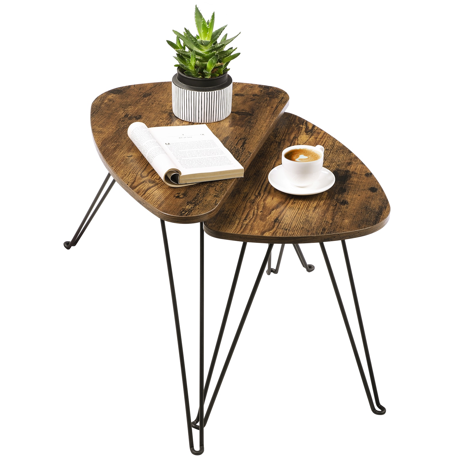 Set 2 masute de cafea, VASAGLE, stil industrial, 60 x 38 x 47,5 cm ...