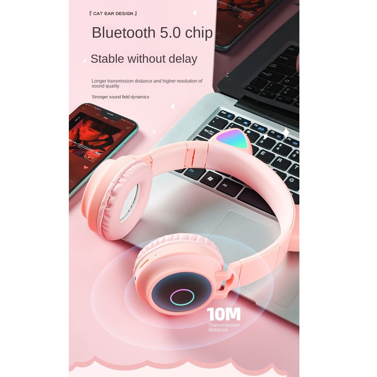 Casti wireless, STELS, Pliabile, Microfon, Roz - eMAG.ro