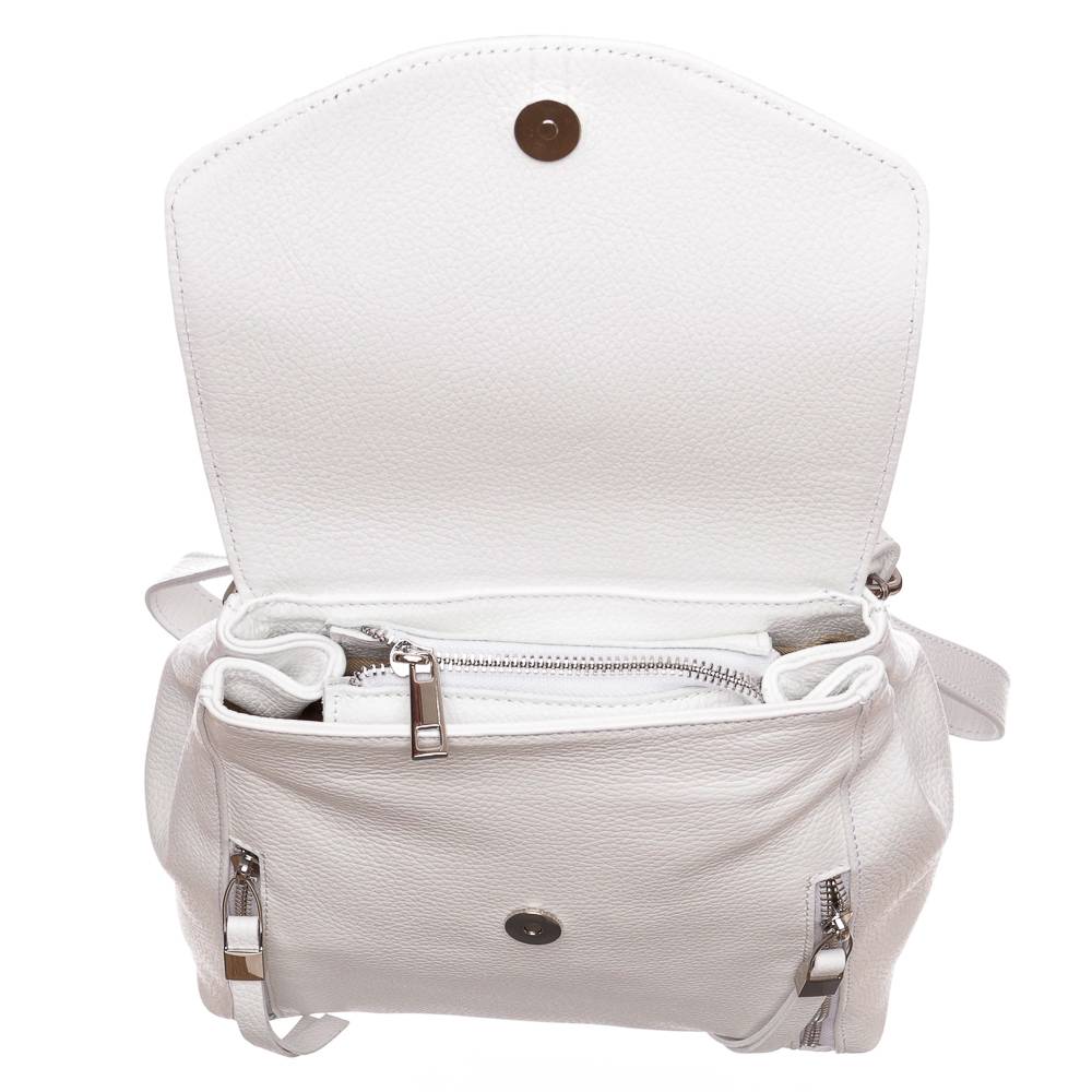 Fehér bőr női hátitáska #8112 - eMAG.hu