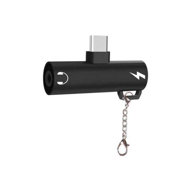 Adaptor 2in1, de la Type-C la Jack 3.5mm si Type-C, Tip Breloc, Suporta ...