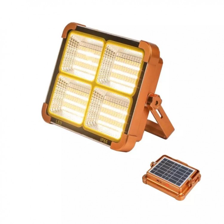 Proiector LED cu panou solar, 200 W, D8, culoare portocaliu - eMAG.ro