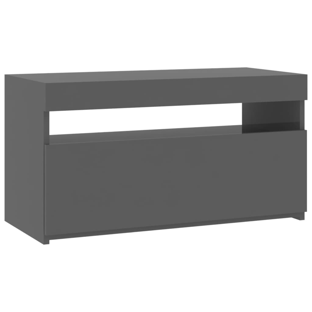 Comoda TV cu lumini LED vidaXL, gri extralucios, 75x35x40 cm - eMAG.ro
