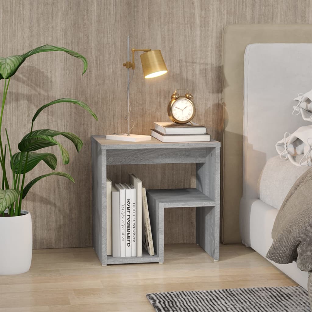 Noptiera, cu design elegant, sonoma gri, 40x30x40 cm, lemn prelucrat ...