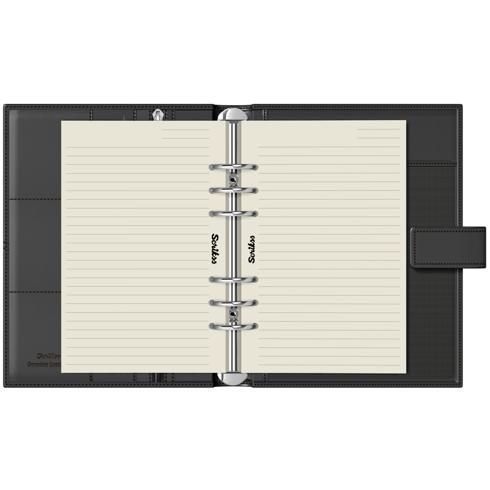 Mapa tip Organizer A5 Scrikss cu 6 inele, piele Nappa neagra - eMAG.ro