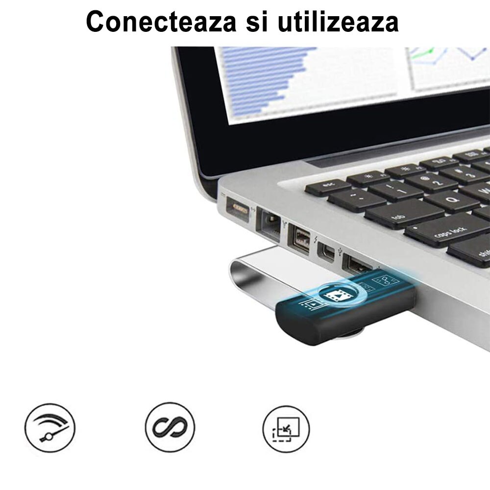 Set 2 memorii USB Vaxiuja, 64 GB, Metal, USB 2.0, Alb/Negru - eMAG.ro