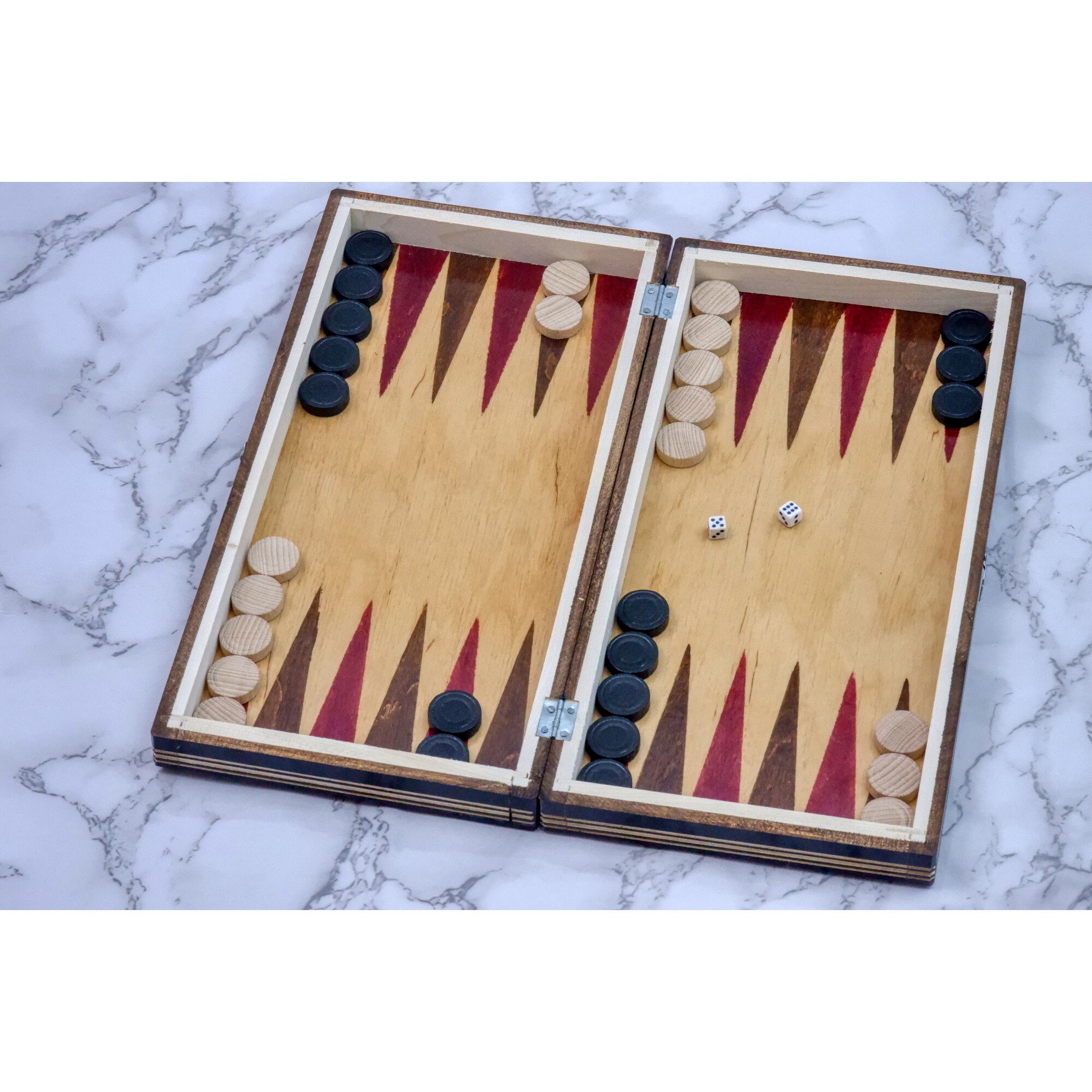 Joc Sah si Table din Lemn ROmde™, 32x32 cm, Negru cu Alb - eMAG.ro