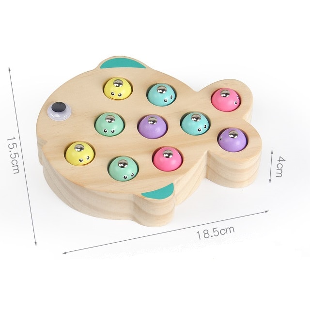 Jucarie de pescuit magnetic din lemn Pestisor, multicolor - eMAG.ro