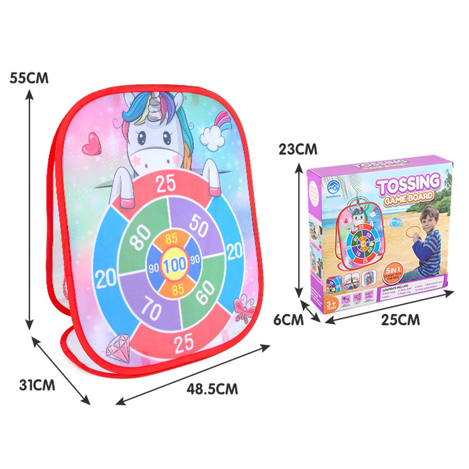 Set joc interactiv de aruncare 5 in 1 pentru copii, MorFansi, pliabil ...
