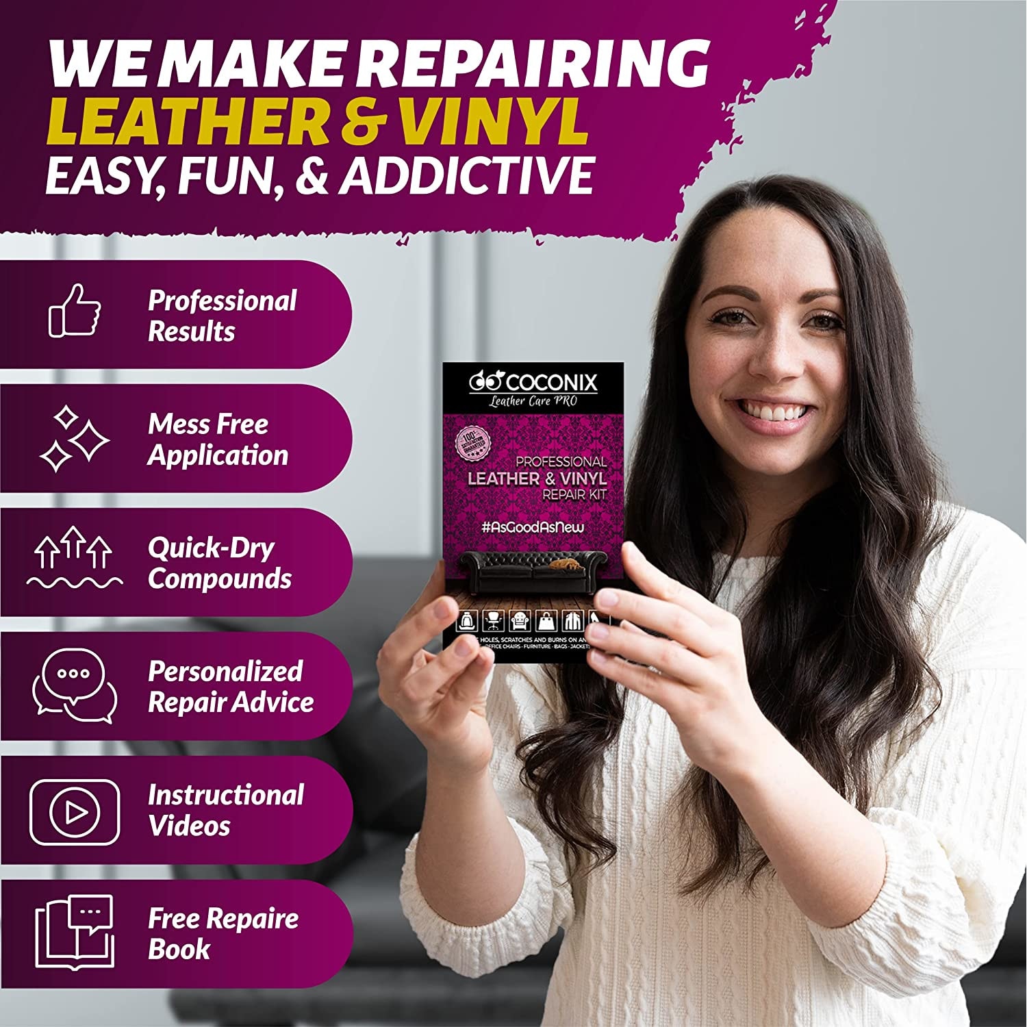 Kit reparatie si restaurare piele Coconix pentru tapiterie auto ...