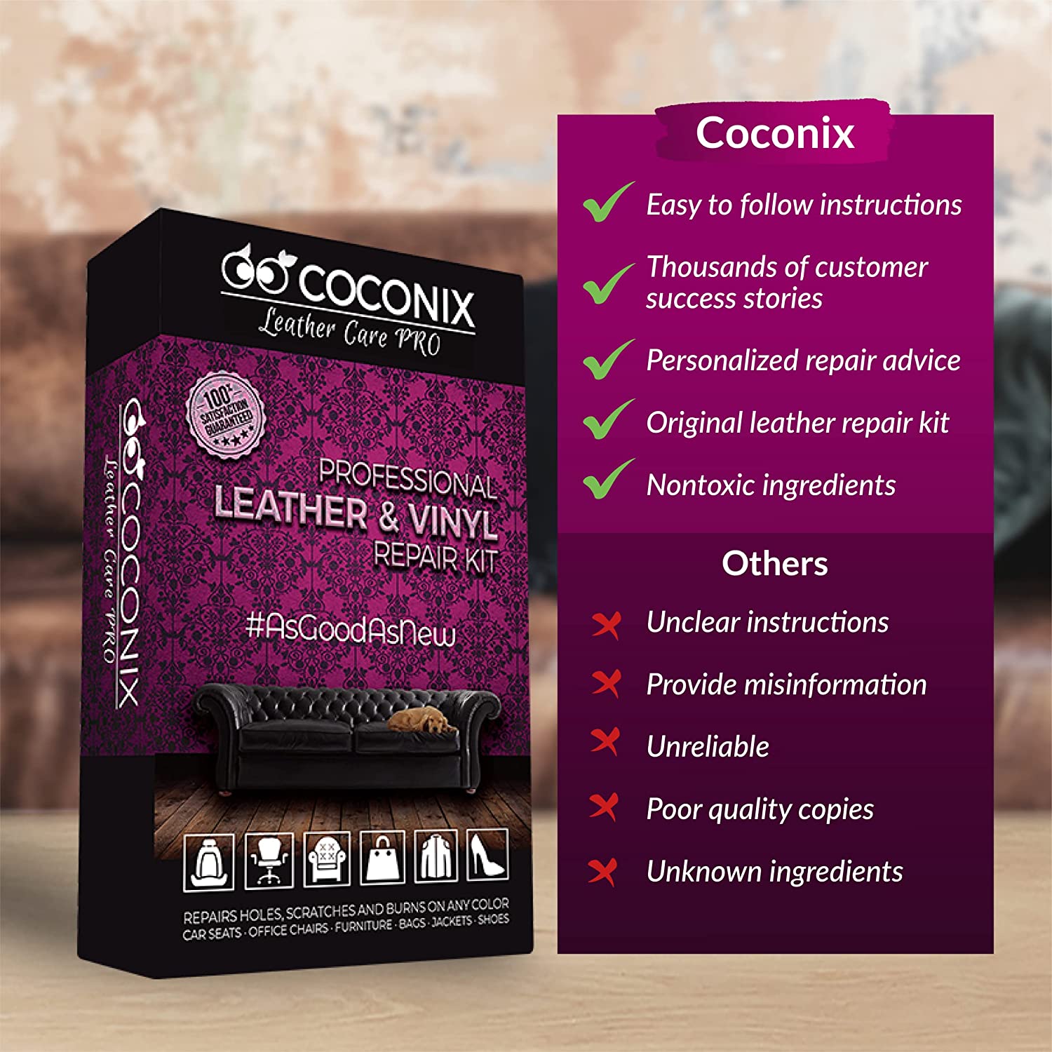 Kit reparatie si restaurare piele Coconix pentru tapiterie auto ...